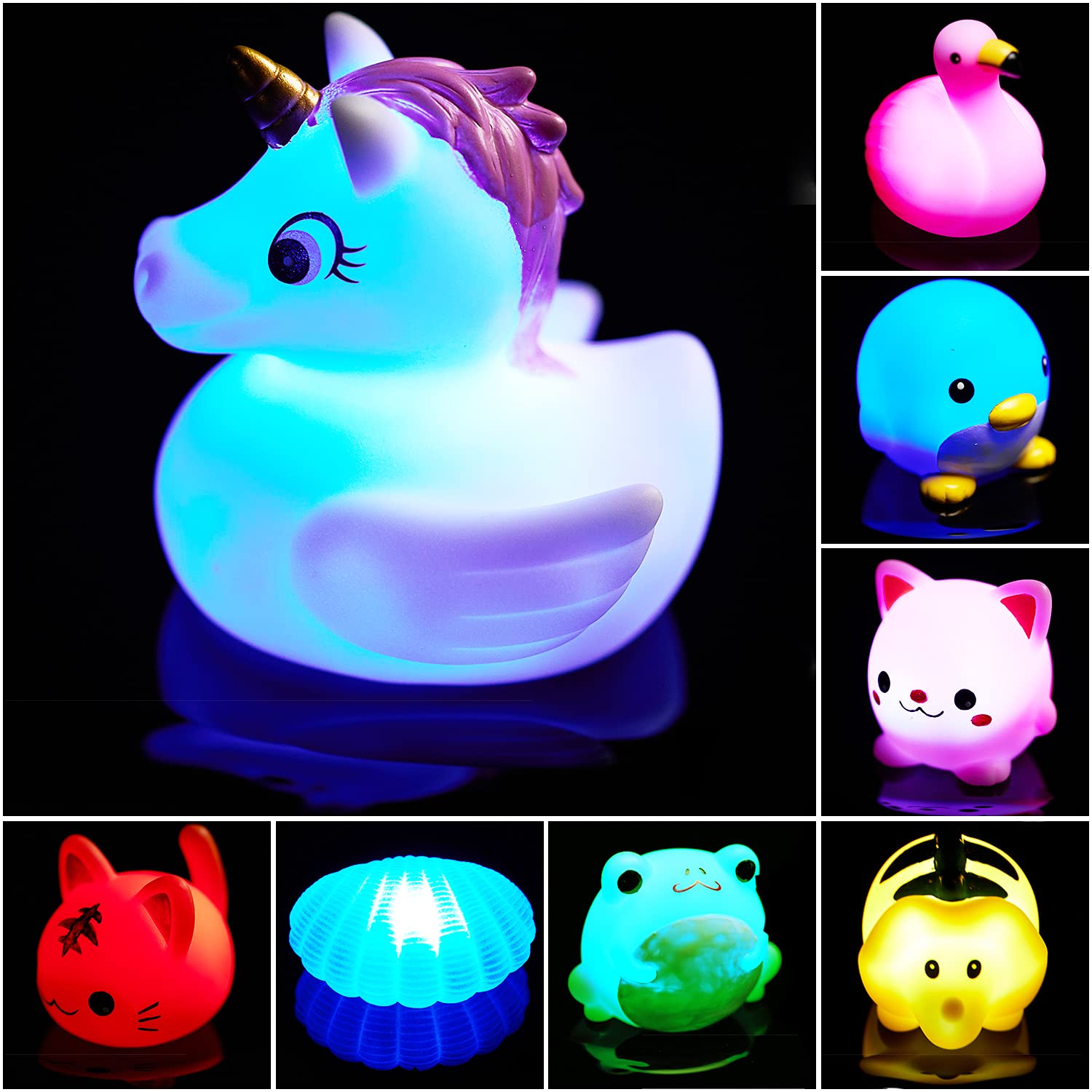 Bath Toys for Toddlers Baby 8 Pack Light Up Toys - Bathtub Toy Flashing Colourful LED Light Shower Bathtime For Kids Toddler Child Infants Preschool Bathroom Bathtub Shower Swimming Pool Party Games