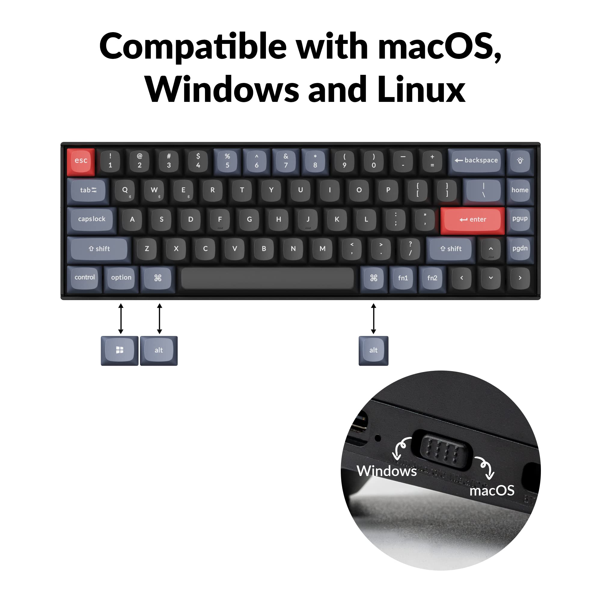 Keychron K6 Pro Wireless Custom Mechanical Keyboard, QMK/VIA Programmable Macro, Hot-Swappable Keychron K Pro Blue Switch Keyboard, 65% Layout RGB Backlit Office Keyboard for Mac Windows Linux