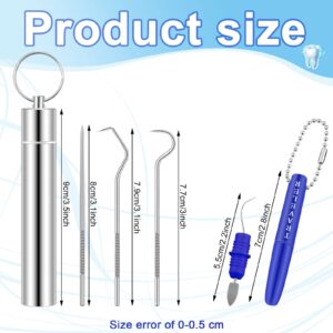 Honeydak 5 Pieces Dental Tools Travel Dental Pick Metal Tooth Scraper Professional Stainless Steel Teeth Cleaning Tools with Holder Case Portable Toothpick to Remove Plaque Toothpicks