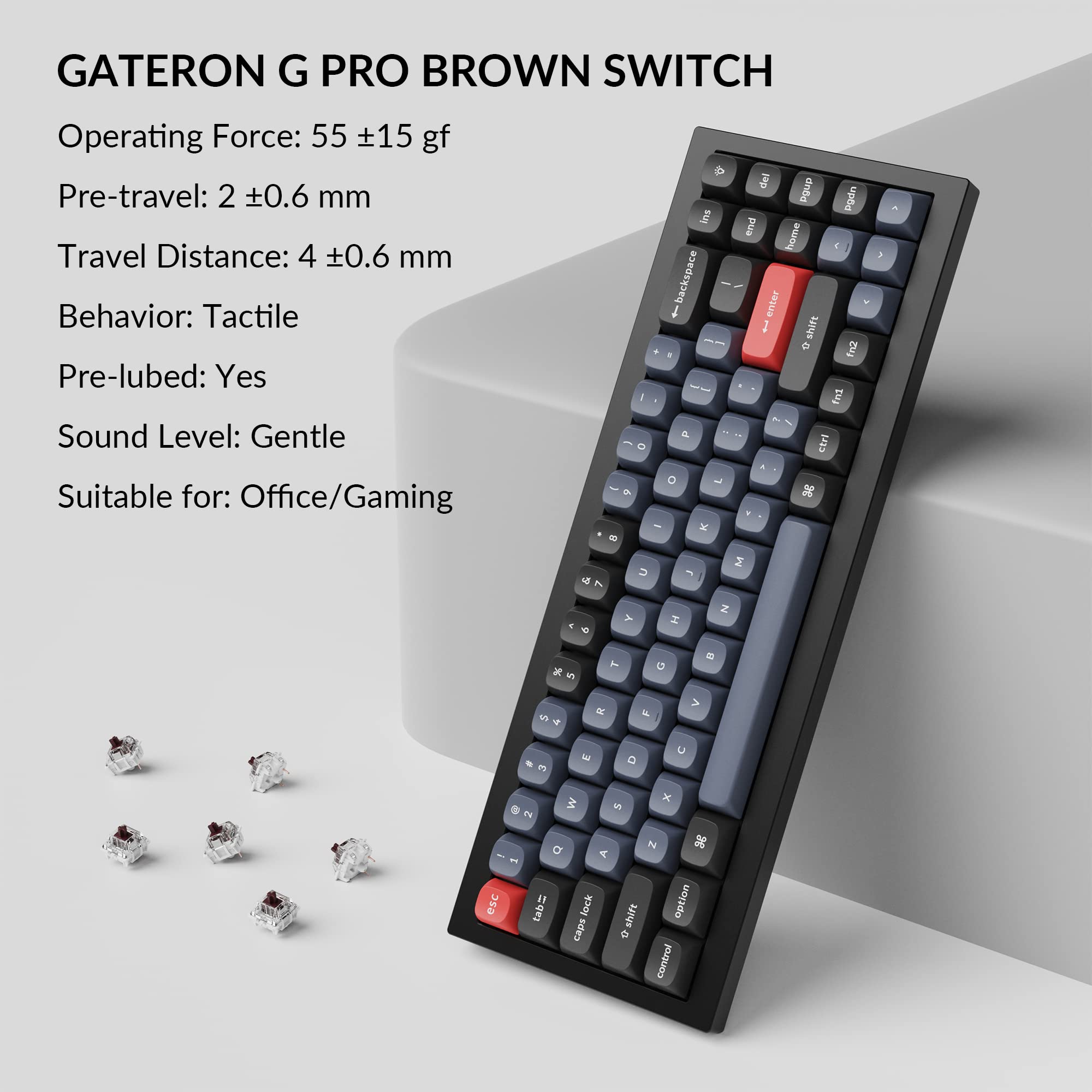 Keychron Q7 Wired Custom Mechanical Keyboard, 70% Layout QMK/VIA Programmable Macro with Hot-swappable Gateron G Pro Blue Switch Double Gasket Compatible with Mac Windows Linux (Black)