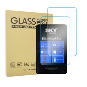 transwon sky elite octamax tablet screen protector, 2pcs tempered glass screen protector for sky devices elite octamax tablet 8 inch