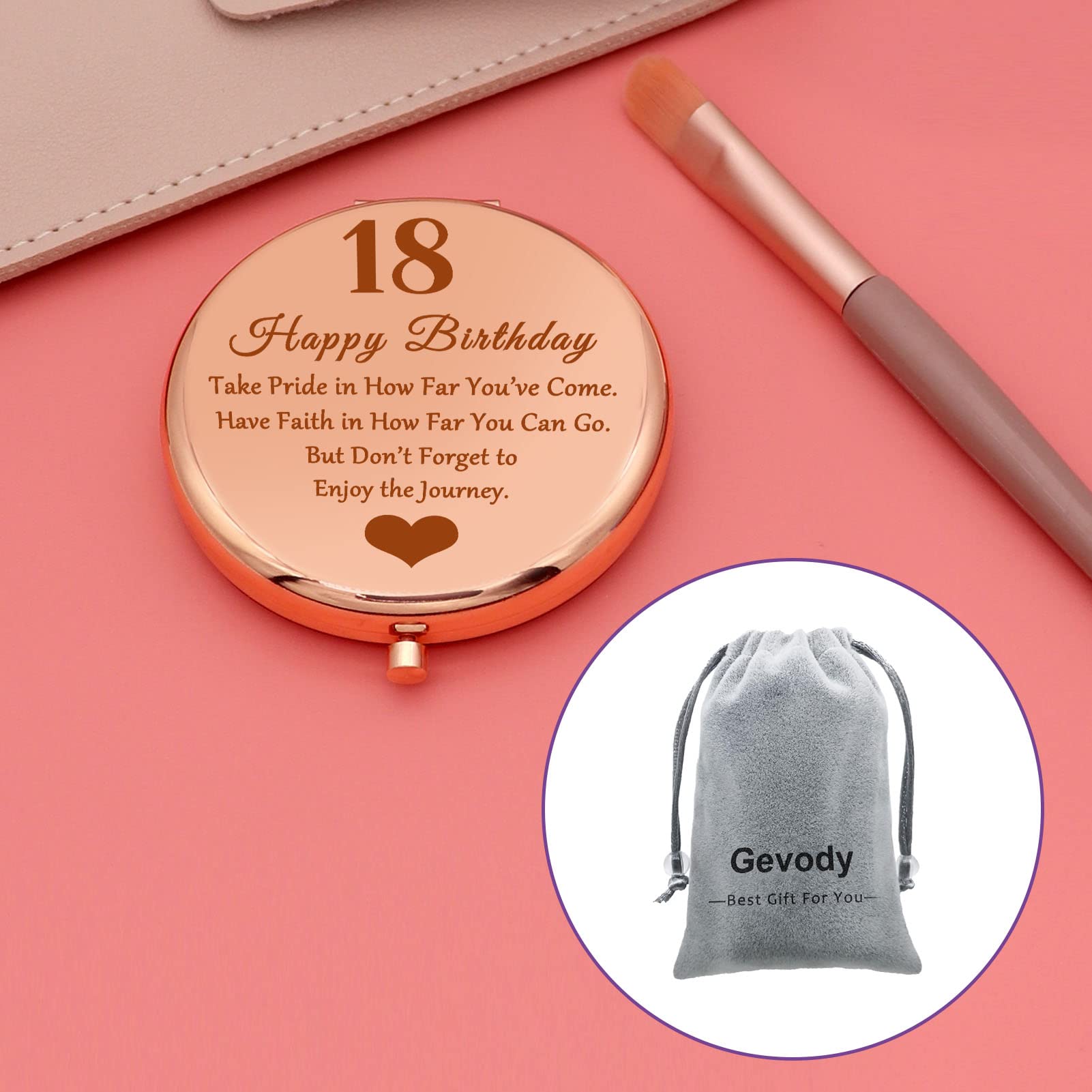 18th Birthday Gift for Girl Compact Makeup Mirror Inspirational Gift Happy 18th Birthday Party Gift 18 Year Old Birthday Gift For Daughter Friends Granddaughter Niece Coming Of Age Gift Compact Mirror