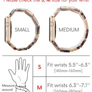 Heesch Compitable with Apple Watch Band 40mm 38mm for Women Blonde Tortoise Stretchy Resin Watch Strap for Apple Watch 7,se,3 Wristband Link Bracelet