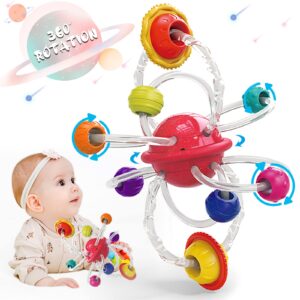 baby teething toys for babies 6-12-18 months textured planet hand catching ball hand teether baby rattle toy 6 to 12 month multi sensory learning infant loop toy ball baby girl boy gift grasp chew toy