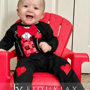 fioukiay 0-3 Months Baby Boy Valentine's Day Outfits Infant Boys Valentines Clothes (Black Red Heart, 0-3 Months)