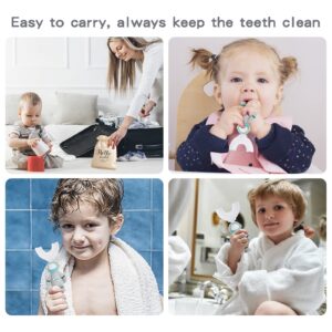 Promise Babe U Shaped Toothbrush Kids Food Grade Silicone Brush U-Shaped Kids Toothbrush, Premium Soft Manual Training Toothbrush for Kids 2-6 Years Old.Light Grey