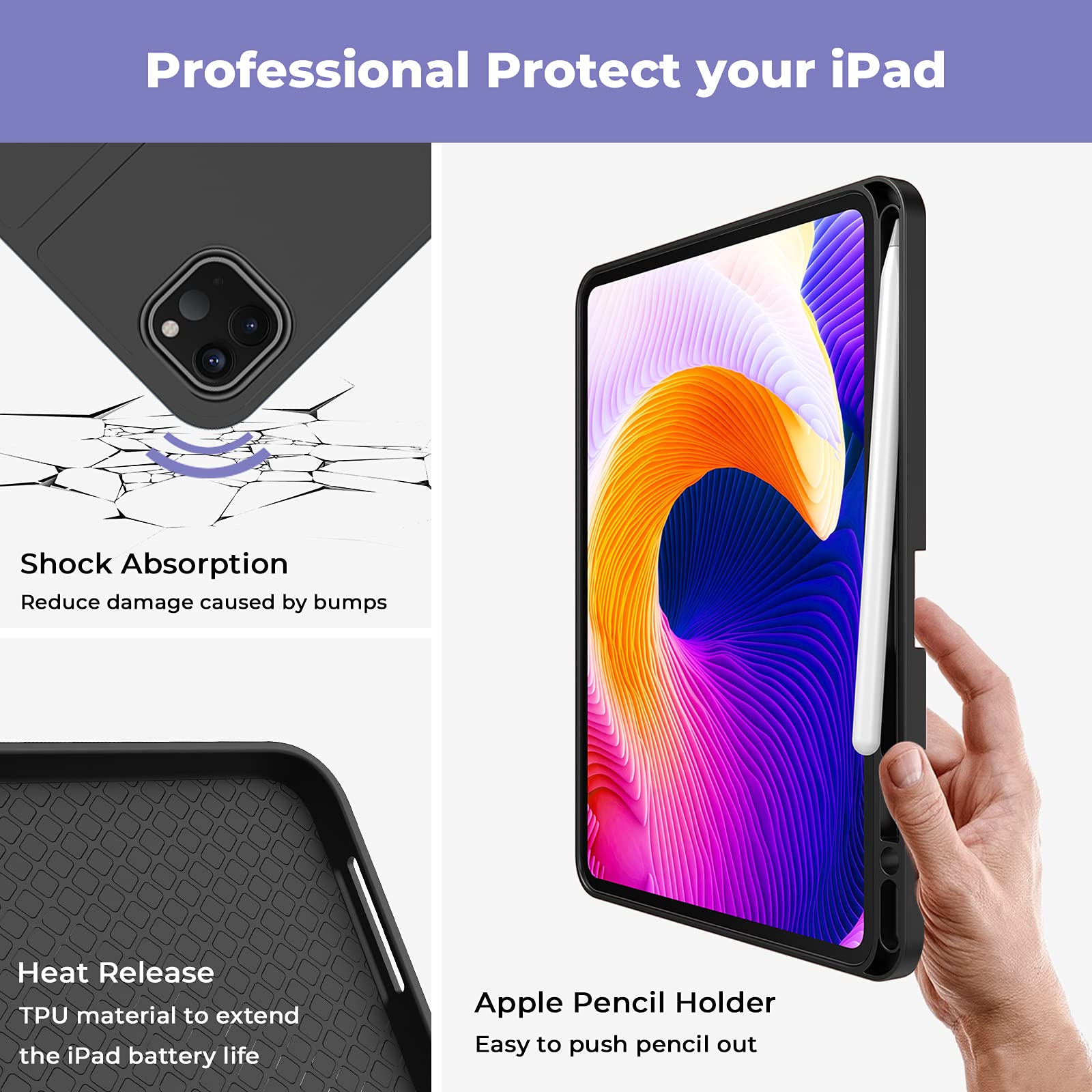 FDQI 7-Color Backlit Keyboard Case with Pencil Holder for iPad Pro 11 Inch 2021 (3rd Generation, 2nd/1st Gen)，Air 4th Generation 10.9 2020, Detachable Leather Folio Smart Cover