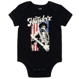 Jimi Hendrix Newborn Baby Boys 3 Pack Bodysuits Black/Yellow 3-6 Months