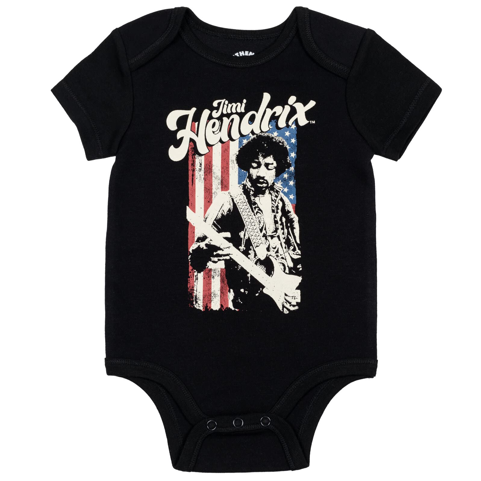 Jimi Hendrix Newborn Baby Boys 3 Pack Bodysuits Black/Yellow 3-6 Months