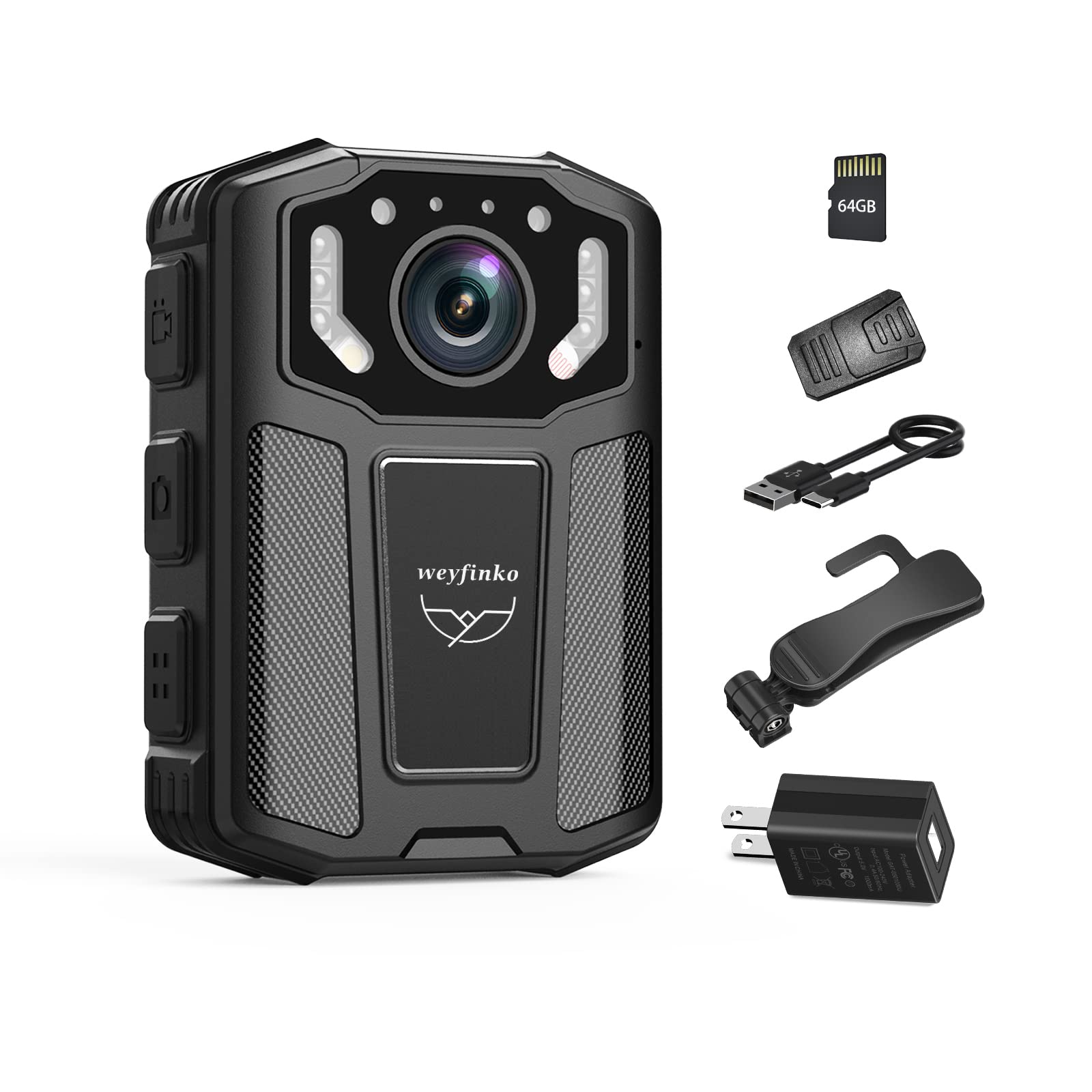 weyfinko FHD1080P Body Camera, 64GB Body Worn Camera,12H Video Record,Small Body Mounted Camera with Infrared Night Vision for Cycling,Meeting,Sport,Home and Outdoor