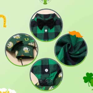 WIQI 6-12 Months Baby Boys My First St. Patrick's Day Outfit Infant Bowtie Bodysuit Pattern Suspender Pants Clothes Set