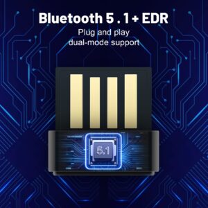 Bluetooth Adapter for PC,Mini Bluetooth Receiver 5.1,Bluetooth Dongle,Support Win11/10/8.1/8/7,for Bluetooth Headset/Keyboard/Mouse/Speaker/Mobile Phone/Computers/Game Controller