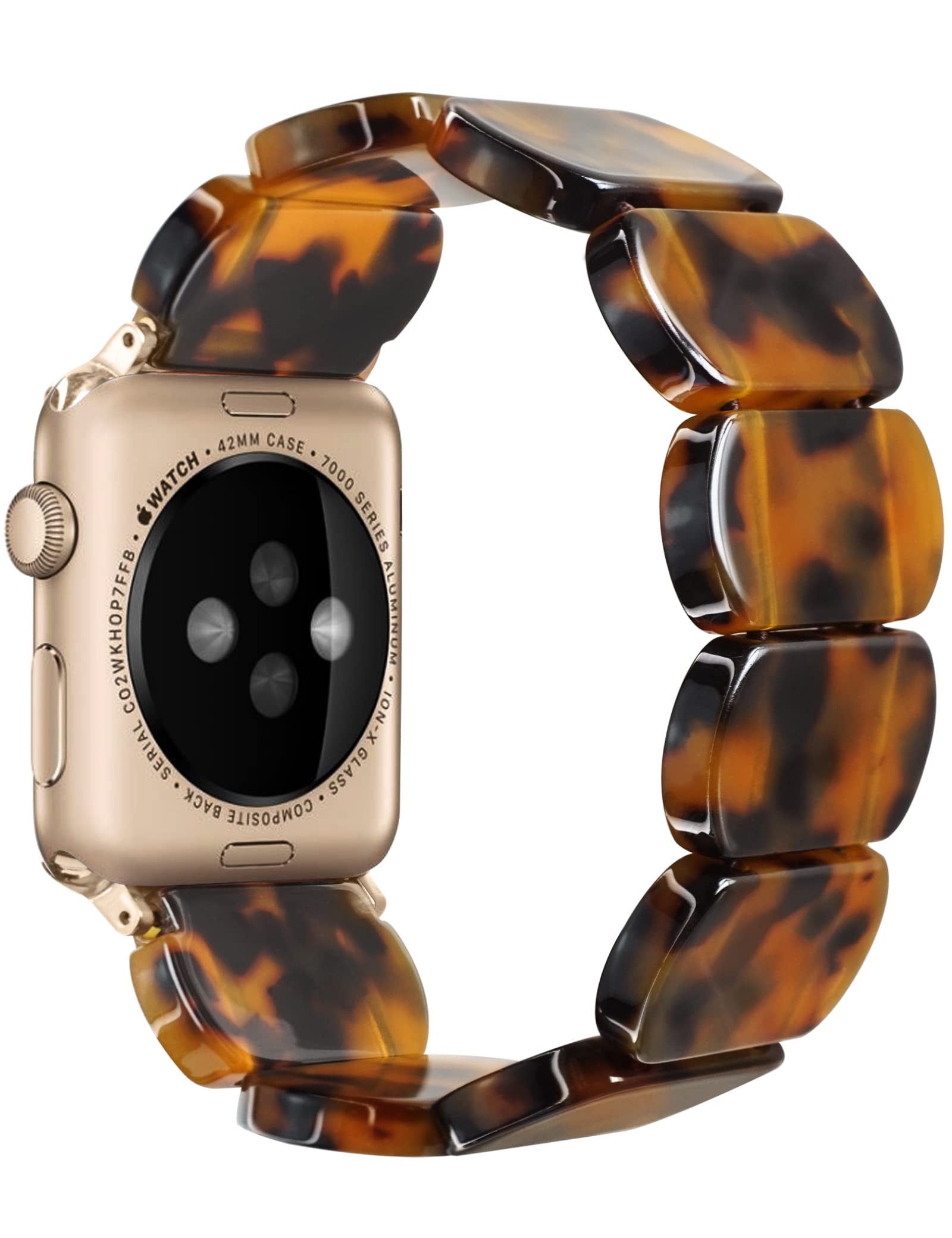 Heesch Tortoise Shell Watch Band for Apple 40mm for Women Resin Stretchy Watch Strap Bracelet for Apple Watch Series 7 Band for iWatch Wristbands 38mm