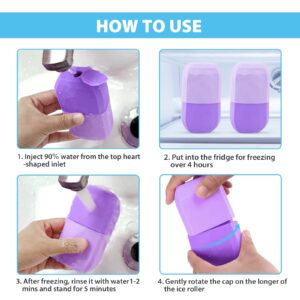 Ice Roller for Face and Eye, Gua Sha Face Massage, Facial Beauty Ice Roller, Silicone Ice Mold for Face Beauty (Purple)