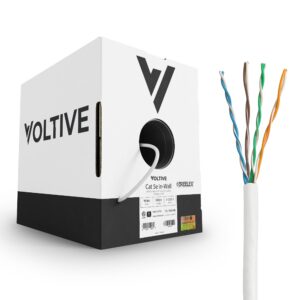 voltive cat5e in-wall (cm), 1000ft, white - solid bare copper bulk ethernet cable - utp - 350mhz - ul certified & etl verified