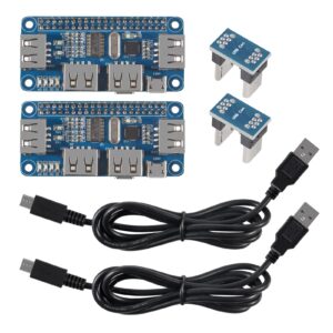 2pcs usb hub hat expansion board raspberry pi 4 expansion board 4-port usb ports compitable with raspberry pi 4/3b+/3b/zero/zero w/zero wh, for usb2.0/1.1 onboard usb to uart onboard multi indicators