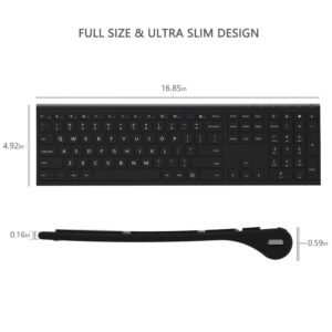 Wireless Keyboard and Mouse, Full Size Ultra Slim 2.4GHz Wireless Keyboard Mouse Combo for Windows Computer, Laptop, Desktop (Black)