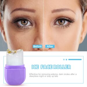 Ice Roller for Face and Eye, Gua Sha Face Massage, Facial Beauty Ice Roller, Silicone Ice Mold for Face Beauty (Purple)