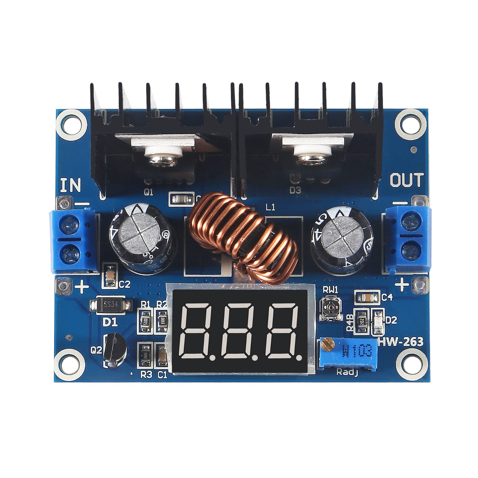 3Pcs XL4016 XL4016E1 Voltage Regulator Module DC 4-40V 8A Step-Down Regulator Buck Converter DC Digital PWM Adjustable DC-DC with LED Display