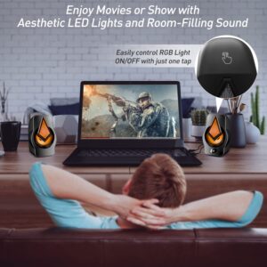 Bethefur Computer Speakers, Gaming Speakers with RGB Multi-Light Rhythm Modes, PC Computer Stereo Speaker Easy-Access Volume Control, 2.0 Channel USB Speakers for Desktop, PC, Laptop, Tablets (5Wx2)