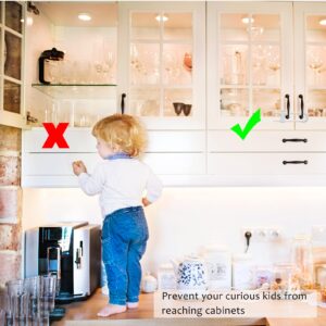 10 Pieces Child Safety Cabinet Locks, U-Shaped Sliding Cabinet Locks and 3m Adhesive Plastic Drawers Locks for Babies with Extra Security Locking Buttons for Cabinets Fridge Closet Dresser (White)