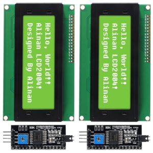 alinan 2pcs iic i2c twi serial lcd 2004 20x4 display green screen with iic i2c module interface adapter