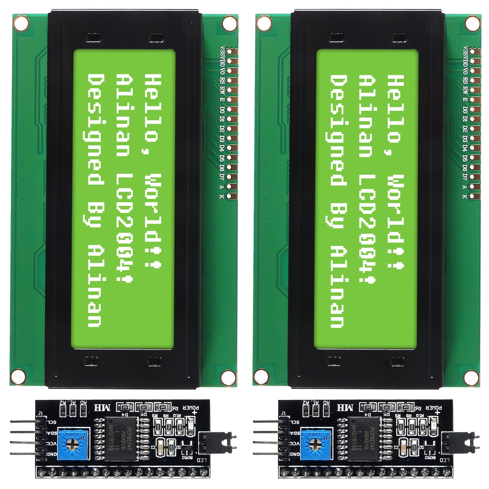 Alinan 2pcs IIC I2C TWI Serial LCD 2004 20X4 Display Green Screen with IIC I2C Module Interface Adapter