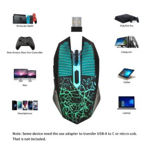 CHONCHOW Wireless Gaming Mouse Rechargeable LED Backlit 2.4G USB Receiver 3600 DPI Cordless Portable High Performance Compatible with PC Laptop MacBook iMac PS4 PS5 Switch Xbox one x(Black)