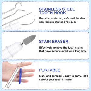 Honeydak 5 Pieces Dental Tools Travel Dental Pick Metal Tooth Scraper Professional Stainless Steel Teeth Cleaning Tools with Holder Case Portable Toothpick to Remove Plaque Toothpicks