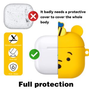 Mulafnxal for Airpod 3 3rd Generation Case Cute Cartoon 3D Kawaii Unique Silicone Cover Funny Fashion Fun Cool Character Stylish Design Cases Men Girls Boys Teen for Air pods 3 (2021) (Yellow Winni)