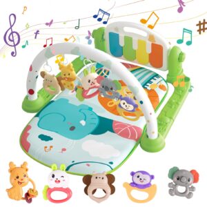 akiki baby gyms play mats, funny play piano gym mats detachable baby play gym mat with music and lights musical electronic learning toys, activity center for infants toddlers