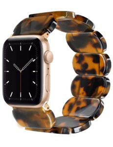 heesch tortoise shell watch band for apple 40mm for women resin stretchy watch strap bracelet for apple watch series 7 band for iwatch wristbands 38mm