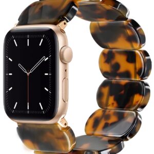 Heesch Tortoise Shell Watch Band for Apple 40mm for Women Resin Stretchy Watch Strap Bracelet for Apple Watch Series 7 Band for iWatch Wristbands 38mm