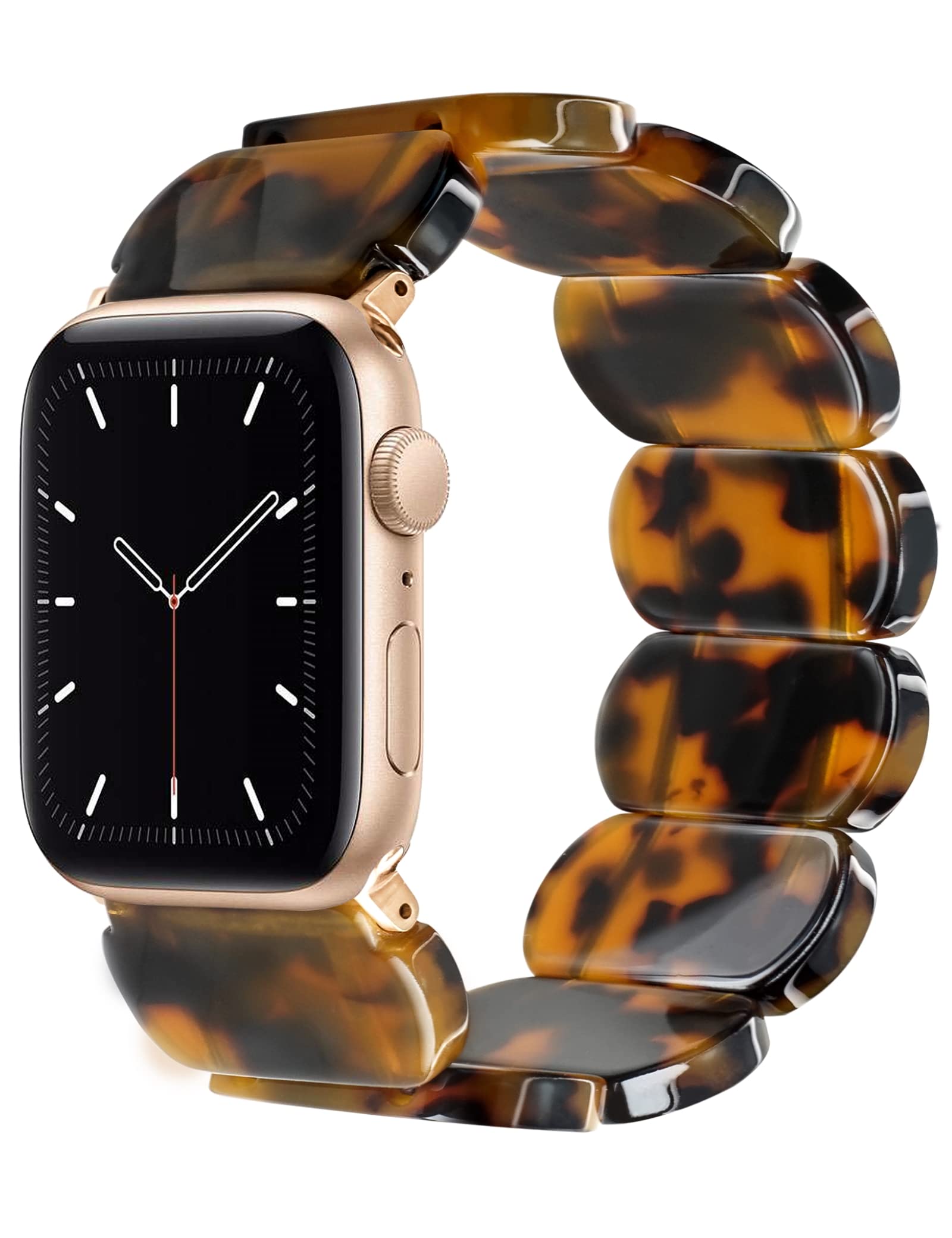 Heesch Tortoise Shell Watch Band for Apple 40mm for Women Resin Stretchy Watch Strap Bracelet for Apple Watch Series 7 Band for iWatch Wristbands 38mm