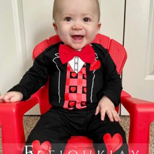 fioukiay 0-3 Months Baby Boy Valentine's Day Outfits Infant Boys Valentines Clothes (Black Red Heart, 0-3 Months)