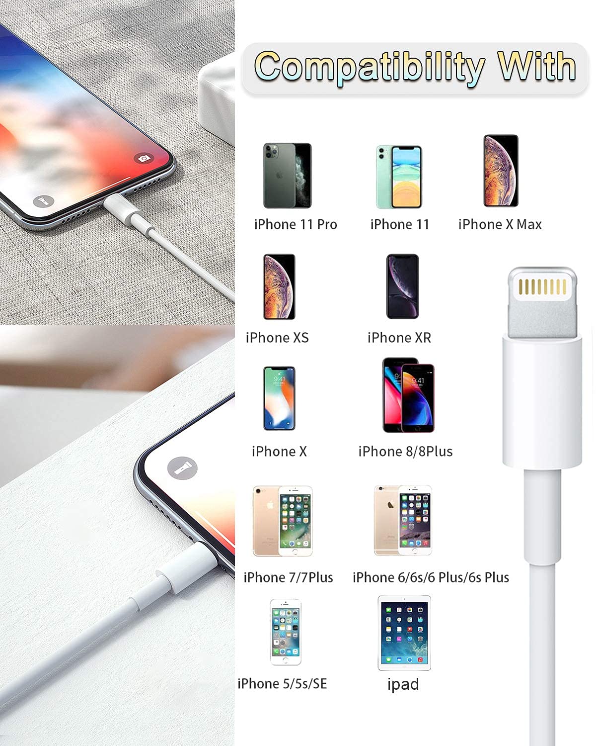 4 Pack [Apple MFi Certified] Apple Charging Cables 3ft, iPhone Chargers Lightning Cable 3 Foot, Fast iPhone Charging Cord for iPhone 14/14Pro/13/13Pro/12/11/11Pro/11Max/ X/XS/XR/XS Max/8, ipad(White)