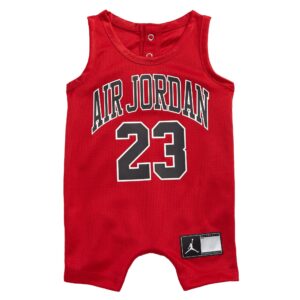 jordan baby boys mesh jersey romper (gym red(556169-r78)/black, 3 months)