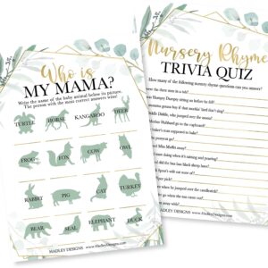 25 Greenery Word Scramble For Baby Shower, 25 True Or False Game, 25 Baby Animal Matching, 25 Nursery Rhyme Game - 4 Double Sided Cards Baby Shower Ideas, Baby Shower Party Supplies