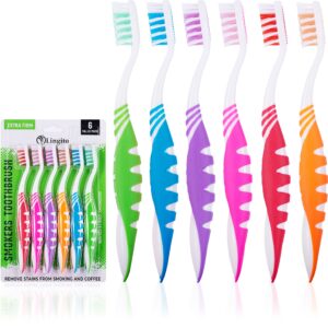 extra firm toothbrush, hard bristle toothbrush set for adults or smokers travel toothbrush kit, hard multicolor denture brush, large head, manual travel toothbrush hard bristles