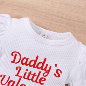 Dcohmch 3PCS Newborn Infant Baby Girls Valentine’s Day Outfits Long Sleeve Ribbed Bodysuit Romper Bell Bottom Pants Headband