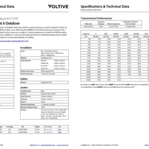 Voltive Cat6 Outdoor (CMX), 500ft, Black - UV Resistant - Solid Bare Copper Bulk Ethernet Cable - UTP - 600MHz - UL Certified & ETL Verified