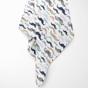 noisy mouse 47" x 47" muslin swaddle blanket. 70% bamboo, 30% cotton. little man mustache pattern…