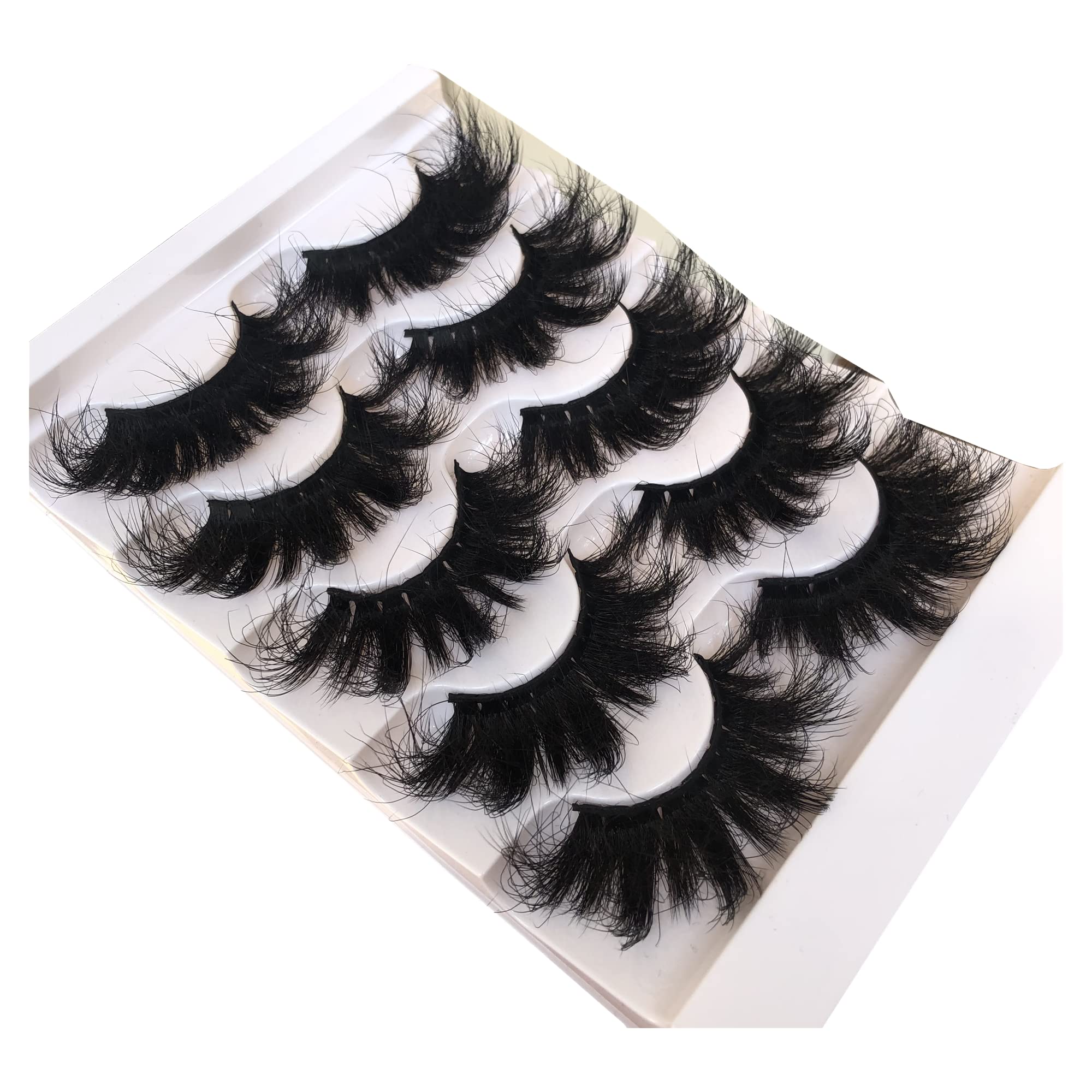 Gmagictobo False Eyelashes Fluffy 25MM Lashes Dramatic Faux 3D Mink Lashes Pack Long Thick Volume Criss-Crossed Soft False Lashes 5 Pairs Multipack