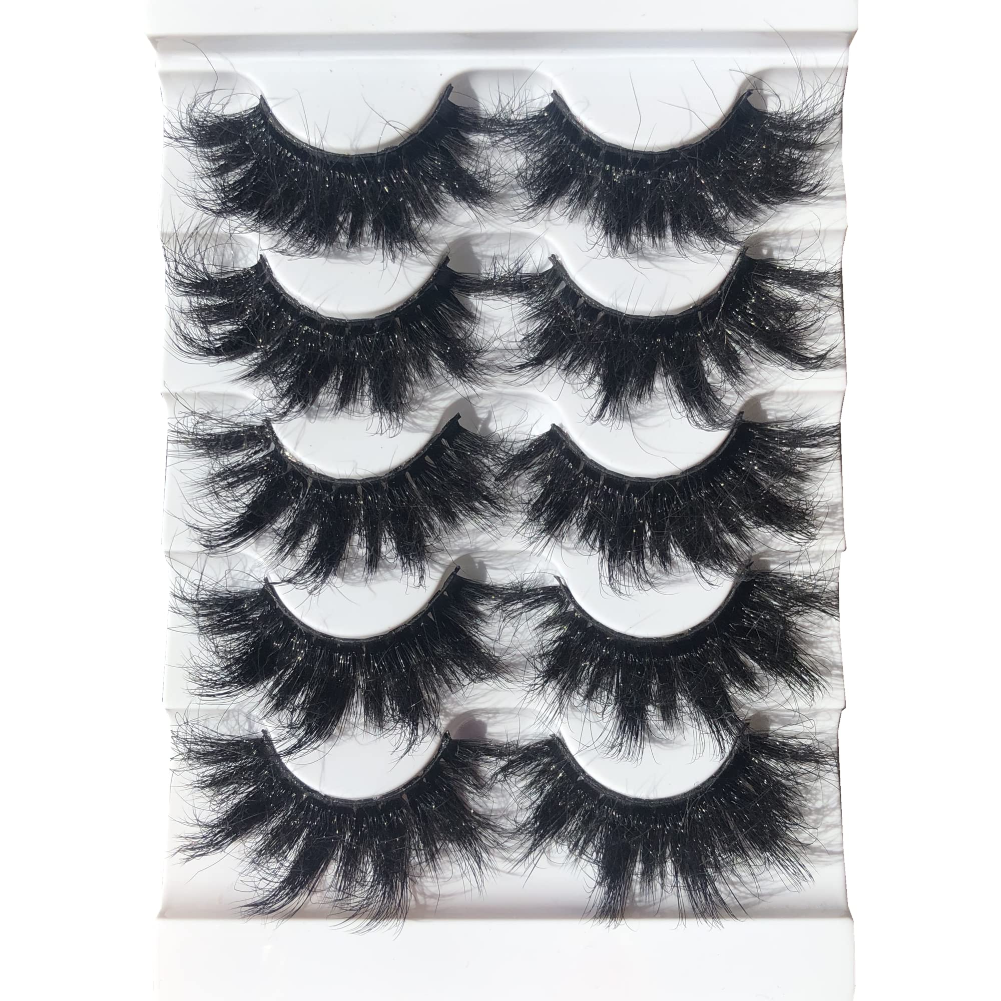 Gmagictobo False Eyelashes Fluffy 25MM Lashes Dramatic Faux 3D Mink Lashes Pack Long Thick Volume Criss-Crossed Soft False Lashes 5 Pairs Multipack