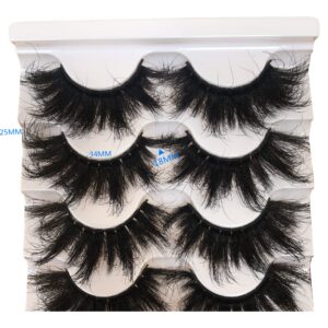 Gmagictobo False Eyelashes Fluffy 25MM Lashes Dramatic Faux 3D Mink Lashes Pack Long Thick Volume Criss-Crossed Soft False Lashes 5 Pairs Multipack