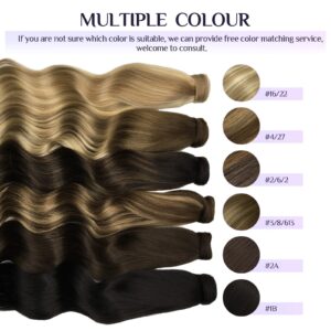 DOORES Hair Extensions Ponytail Extensions Human Hair Balayage Dark Brown to Chestnut Brown 18 Inch 80g Wrap Around Ponytail Remy Hair Extensions Clip in Straight with Magic Paste Heat Resistant