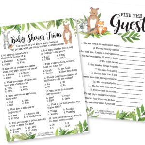 25 Woodland Word Scramble For Baby Shower, 25 True Or False Game, 25 Trivia Game, 25 Find The Guest, 25 Baby Animal Matching, 25 Nursery Rhyme Game - 6 Double Sided Cards Baby Shower Ideas