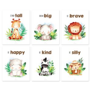 decorably nursery posters for kids, 6 baby safari nursery decor for boys, 8x10in baby nursery decor, jungle nursery decor, animal theme wall decor, baby boy decor for nursery art