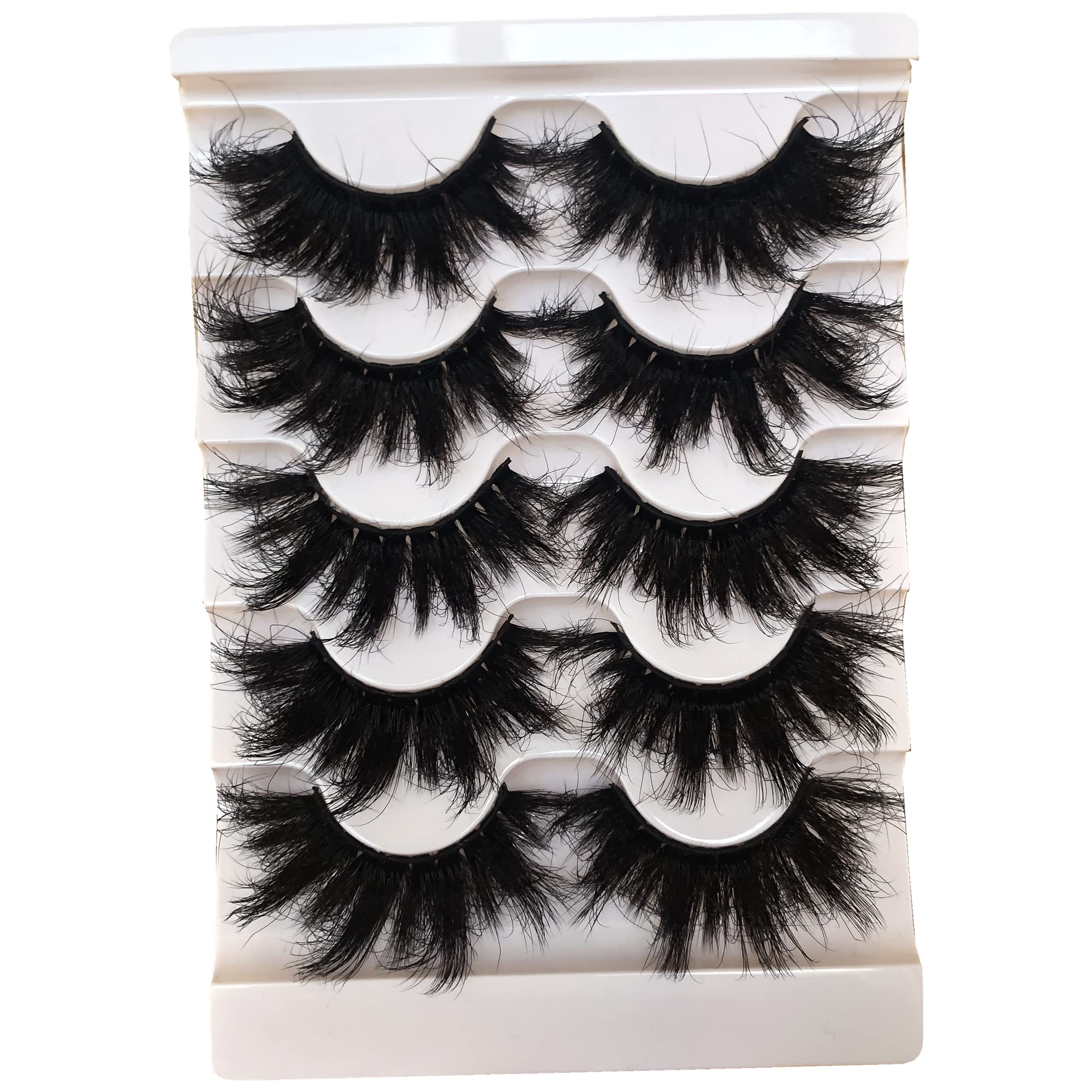 Gmagictobo False Eyelashes Fluffy 25MM Lashes Dramatic Faux 3D Mink Lashes Pack Long Thick Volume Criss-Crossed Soft False Lashes 5 Pairs Multipack