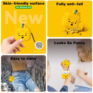 Mulafnxal for Airpod 3 3rd Generation Case Cute Cartoon 3D Kawaii Unique Silicone Cover Funny Fashion Fun Cool Character Stylish Design Cases Men Girls Boys Teen for Air pods 3 (2021) (Yellow Winni)